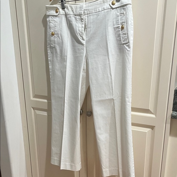 Talbots | Pants & Jumpsuits | Talbots White Wideleg Capri With Gold ...